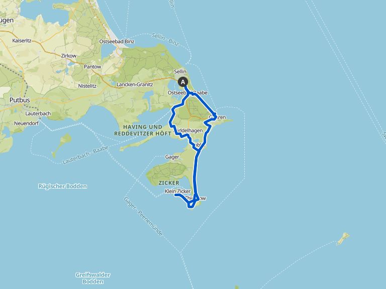 Radweg Baabe - Göhren – Aussichtspunkt Klein Zicker Runde von Sellin ...